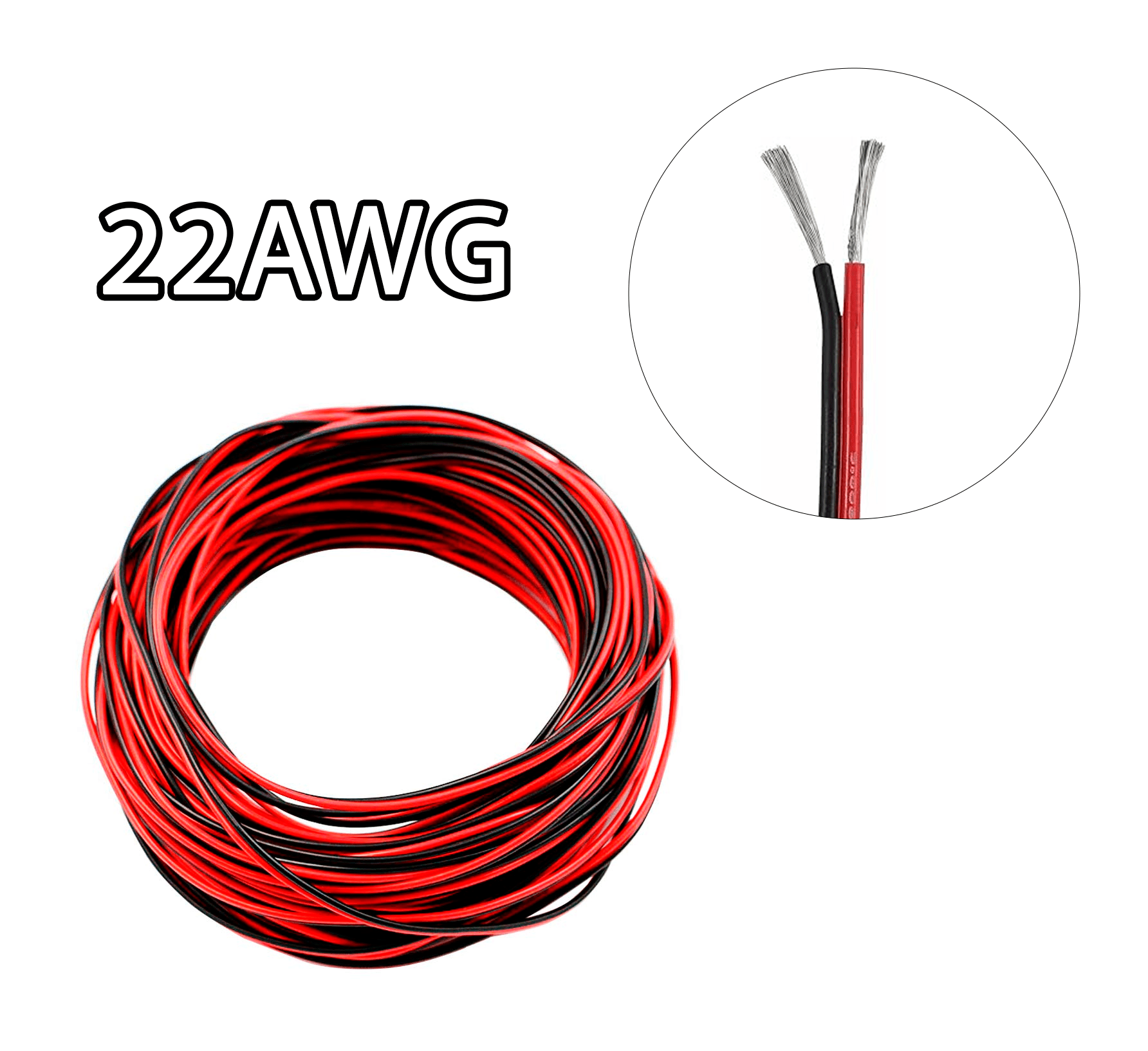 1m de Cable Doble Rojo/Negro 22AWG Cobre estañado Multifilar – Tecneu