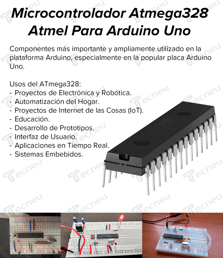 Microcontrolador Atmega328 Atmel Para Tarjeta de desarrollo Uno - Tecneu