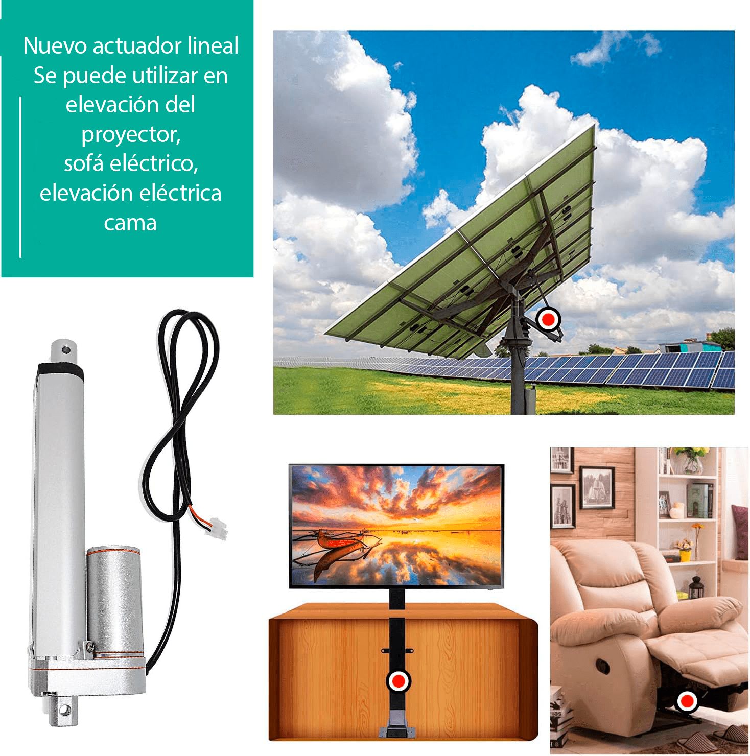 Actuador Lineal Motor 150kg Torque 300mm 12v 3a 36w Aluminio - Tecneu