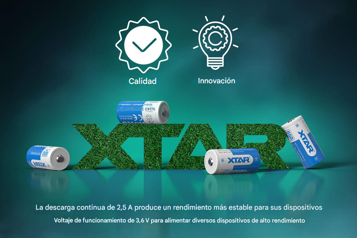 Batería Recargable Li-ion XTAR 16340 850mAh 2.5A - Tecneu