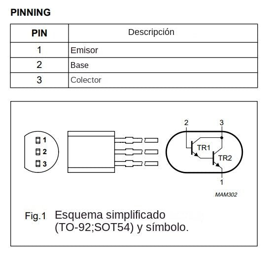 BC517 Transistor Darlington NPN 30V 1A TO-92M-3 - Tecneu
