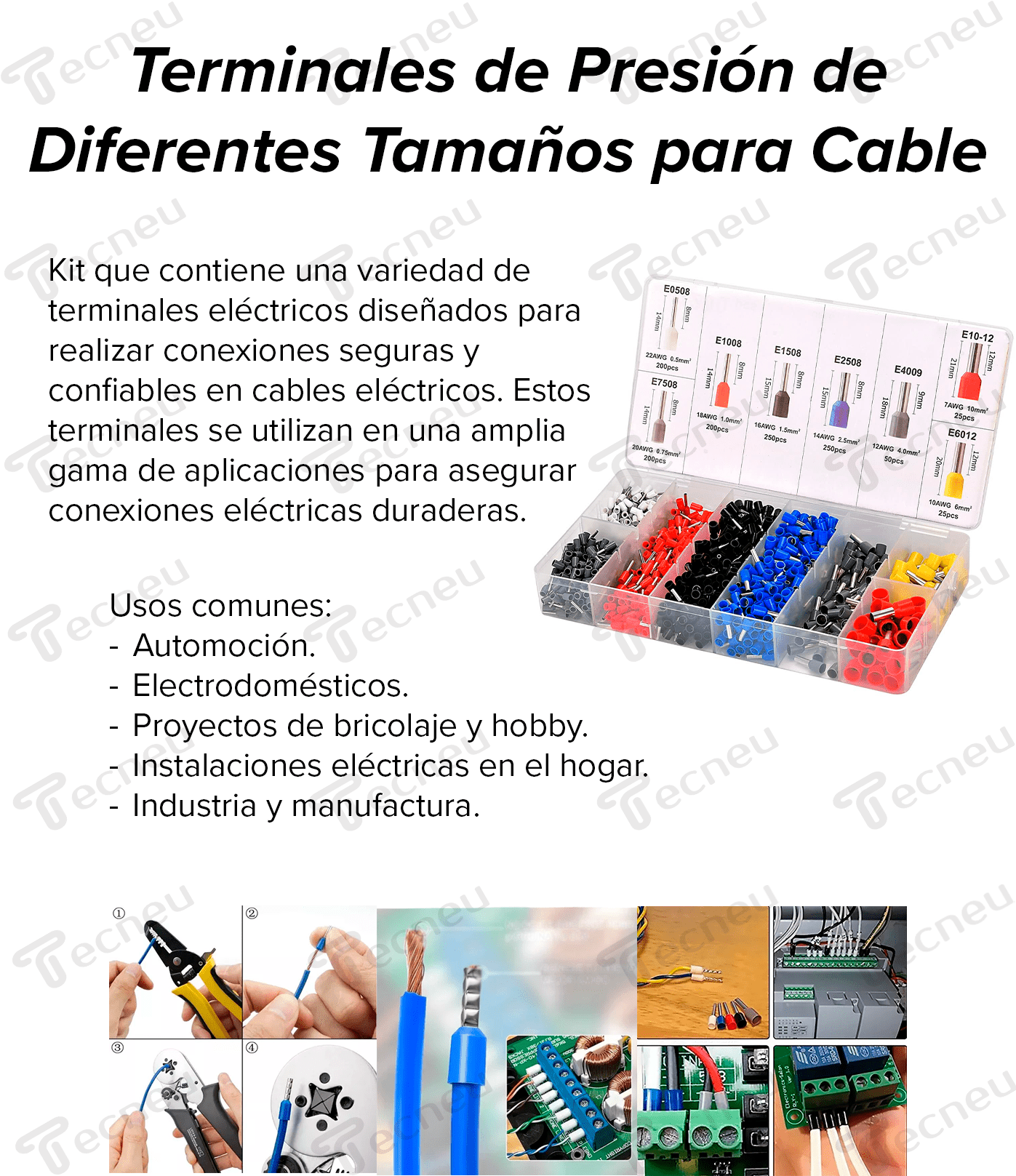 Caja 1200 Ferrules Terminales De Presion Diferentes Tamaños Para Cable ...