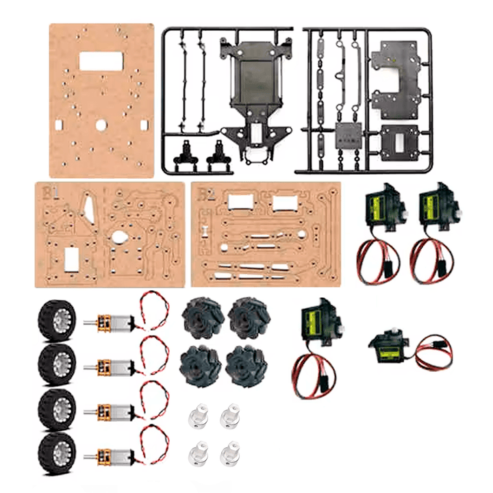 Carro Robot Omnidireccional Con Brazo y Llantas De Repuesto N20 - Tecneu