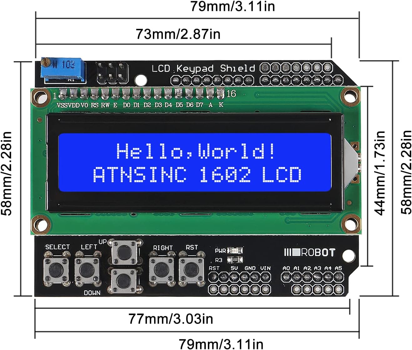 Display Lcd 16x2 Shield Keypad Con Teclado Azul - Tecneu