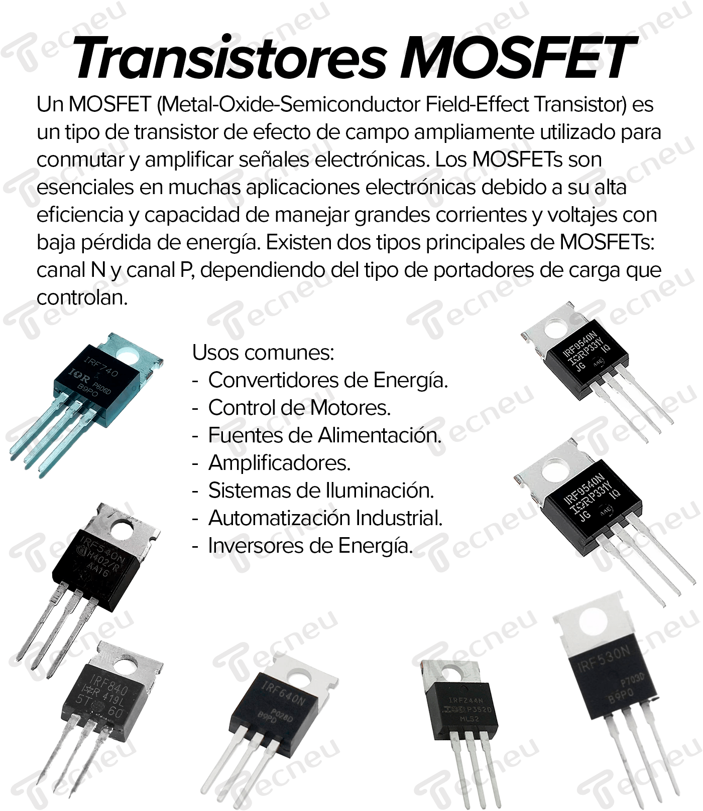IRF510N Transistor MOSFET Canal N 100V 5.6A TO-220-3 - Tecneu