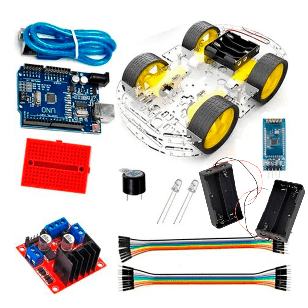 Kit Carro Robot 4 Llantas Bluetooth Instructivo App Y Más ! - Tecneu