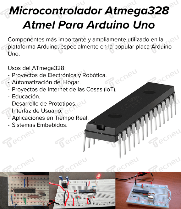 Microcontrolador Atmega328 Atmel Para Tarjeta de desarrollo Uno - Tecneu