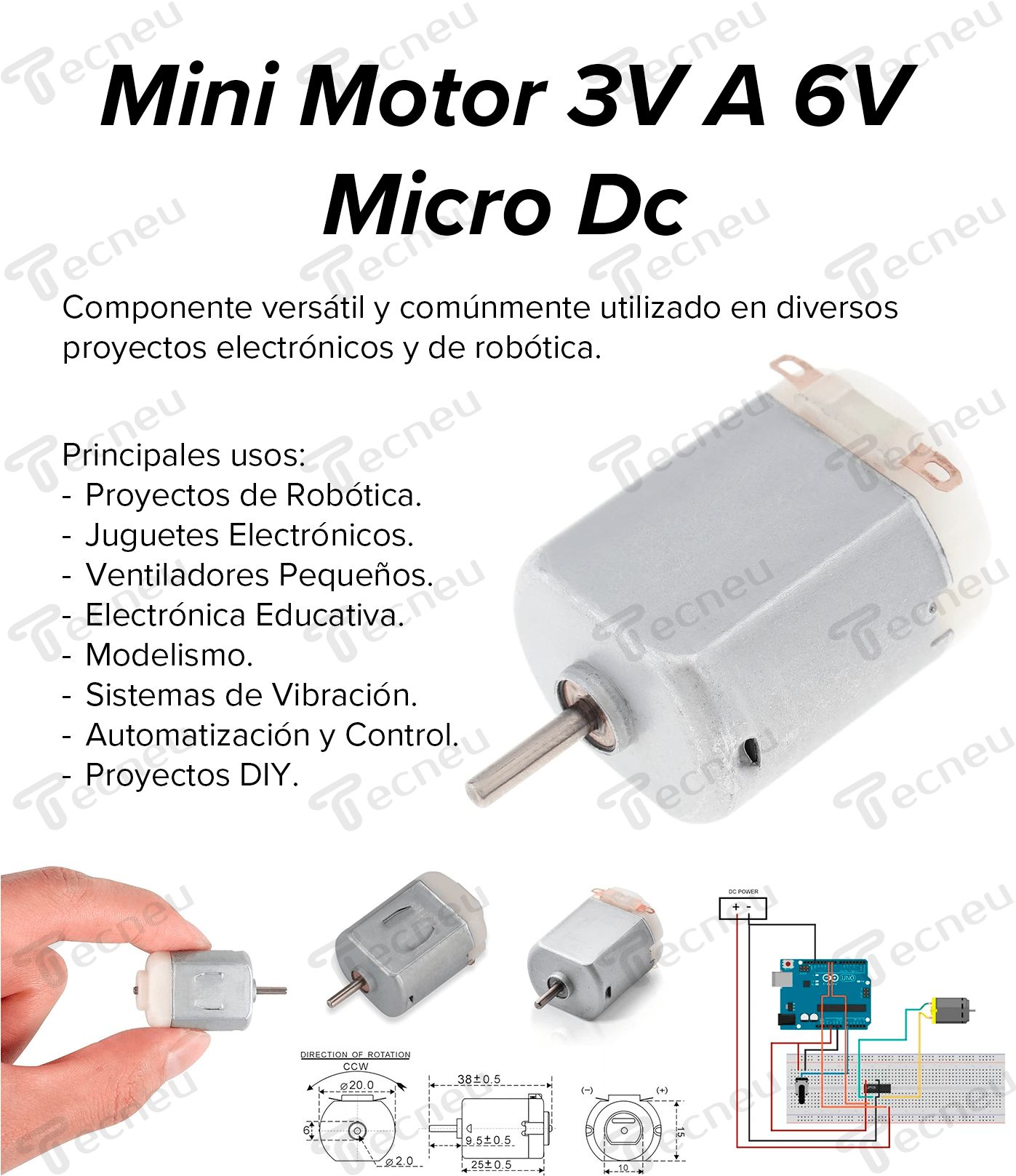 Mini Motor 3V A 6V Micro Dc - Tecneu