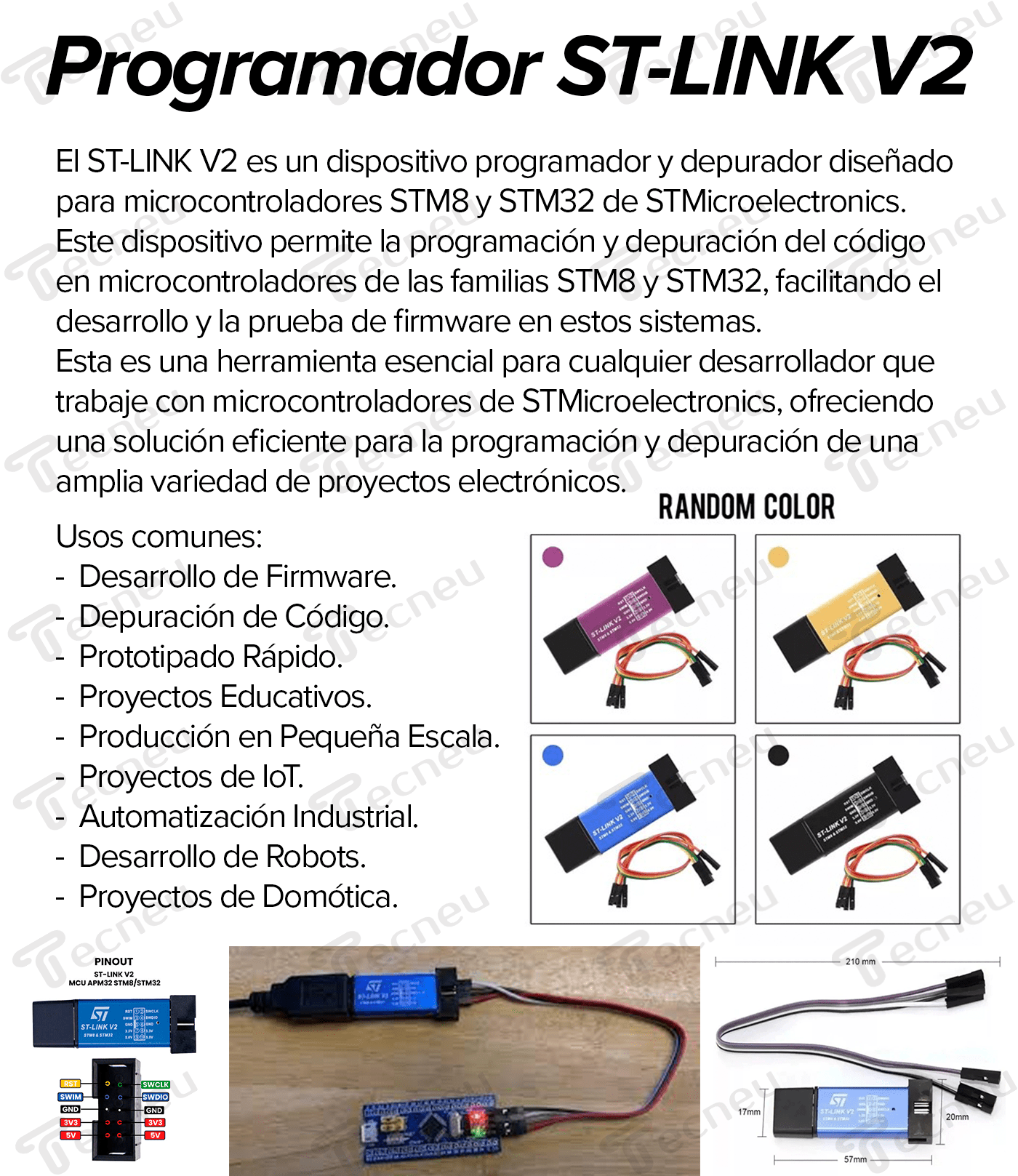 Programador Stlink V2 Stm8 Stm32 St-link - Tecneu