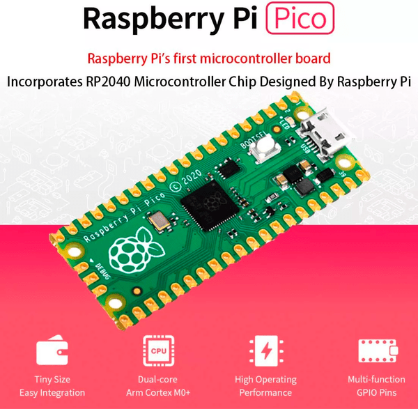 Raspberry Pi Pico Rp2040 Dual Core Arm Cortex M0 Tipo C Tecneu