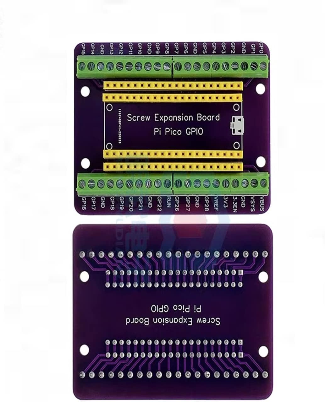 Shield Expansión Raspberry Pi Pico Morado pines Soldados - Tecneu